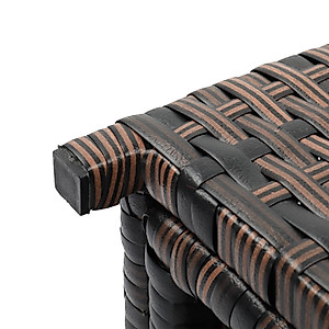 Henf 24-Gallon Outdoor Rattan Trash Can Wicker Waste Basket with Lid, Corner Wastebasket Trash Bin w/Sturdy Metal Frame for Poolside Backyard Patio Kitchen