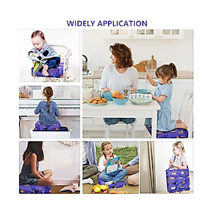 Toddler Booster Seat for Dining Table, KIDUN Portable Dining Chair Heightening Cushion, Washable Adjustable Booster Chair Increasing Cushion for Kids with Safety Buckles and Non-Slip. (Purple)