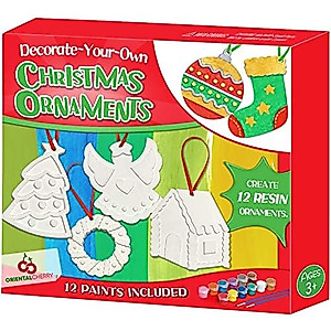 Christmas Crafts for Kids - DIY Christmas Tree Decorations Resin Ornaments Kits (Includes Paints Brushes) - Stocking Stuffers DIY Xmas Ornaments for KidsToddlers Girls Boys Ages 3-5 4-8 8-12