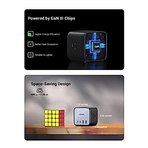 UGREEN 65W Charging Station, DigiNest Cube GaN 7-in-1 USB C Power Strip for Home and Office with 6ft Extension Cord, 3 Outlets, 2 USB C, 2 USB A, Compatible with iPhone 14, Galaxy S23, iPad, MacBook