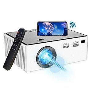 Video Projector, 5G WiFi Bluetooth Projector Full HD 1080P Projector 4K Support Movie Projector 8500L Oudoor Portable Mini Projector Compatible with TV Stick Laptop Tablet PC HDMI USB TF DVD