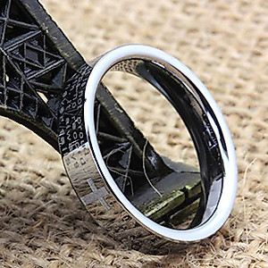 Fashion Month Womens 4mm Tungsten Carbide White Ring Engraved English Bible Verses About Love Cross Band for Her Size 4.5