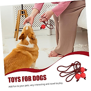 balacoo Training Pull Throw Toy 3pcs Dog Throwing Ball Rubber Ball on Rope Chuck It Stick Biting Rope for Fetch Ball Toy Dogs Fetch Toys Teething Toys for Puppies Chew The Ball