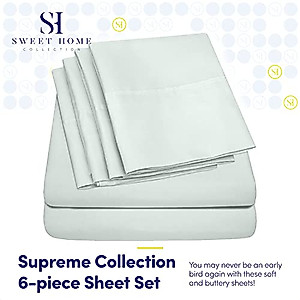 Queen Sheets Mint - 6 Piece 1500 Supreme Collection Fine Brushed Microfiber Deep Pocket Queen Sheet Set Bedding - 2 Extra Pillow Cases, Great Value, Queen, Mint