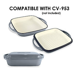 ChefVentions 10" Square Cast Iron Grill Pan Heavy Duty Enameled Interior and Exterior - Multi Use Pan - Stovetop, Gas, Electric & Induction Compatible