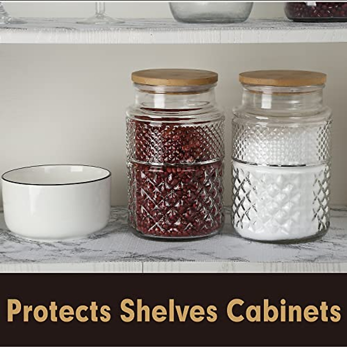 Premium Drawer and Shelf Liner for Cabinet, Non Adhesive Liner for Kitchen, Strong Grip Non Slip Shelf Liners for Kitchen Cabinets, Storage, Drawers, Shelves, Kitchenware and Tableware, Marble