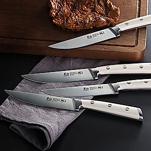 Cangshan S1 Series 1020366 German Steel Forged 4-Piece Steak Knife Set, 5-Inch Straight-Edge Blade