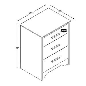 Prepac Coal Harbor Contemporary Tall Nightstand Side Table with 3 Drawers, Functional 3-Drawer Bedside Table 15.75" D x 20.5" W x 27" H, Espresso, ECH-2027