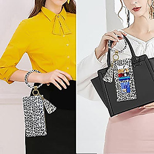 Doormoon Keychain Bracelet, Cow Print Car Accessories Tassel Key Chain Wristlet Ring Circle Bangle (Upgraded ver. Phone Hoder -Cow Print)