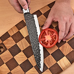 Kitchen Knife Set Non Stick Knives with Wood Storage, Serrated Steak Knife, Chef Knife, Scissors with Sharpener, 15Pcs Ultra-Sharp Cutlery Block Sets for Home & Pro Use Best Gift (Black)