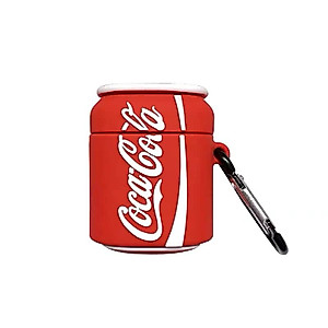 Ultra Thick Soft Silicone Coke Cola Case for Apple AirPods 1 2 1st 2nd Generation AirPods1 AirPods2 Red Can Drink Classic Decent Simple Design Boys Girls Men