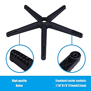 Frassie 28 inch Nylon Gaming Chair Base with 5 Casters, Heavy Duty Office Chair Base Replacement Part (Black)