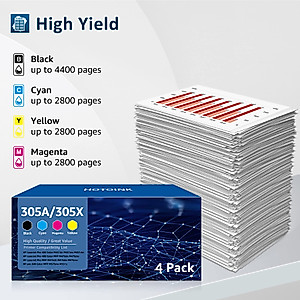 305A 305X Toner Cartridge 4 Pack Black Cyan Yellow Magenta Replacement for HP 305A CE410X CE410A CE411A CE412A CE413A for HP Laserjet Pro 400 Color MFP M451nw M451dn M475dn m375nw m475dw Printer