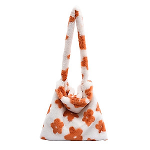 holygloomy Girls Fluffy Plush Shoulder Bag Plush Underarm Bag Plush Handbag Furry Messenger Bag for Autumn Winter Shopping Travel, Orange