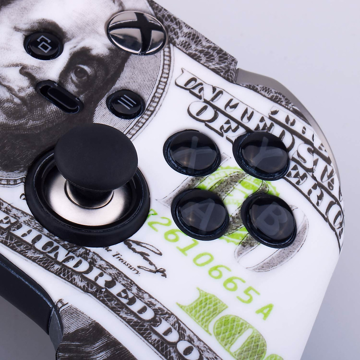 9CDeer 1 x Protective Customize Transfer Print Silicone Cover Skin US Dollars + 6 Thumb Grips Analog Caps for Xbox Elite Wireless Controller Compatible with Official Stereo Headset Adapter