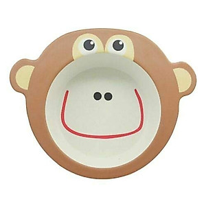 Ebros Whimsical 5 Piece Dinnerware Set for Kids Children Toddler Baby Made of No BPA Eco Friendly Organic Bamboo Fiber Fork Spoon Plate Bowl and Cup Essentials (Jungle George Monkey)