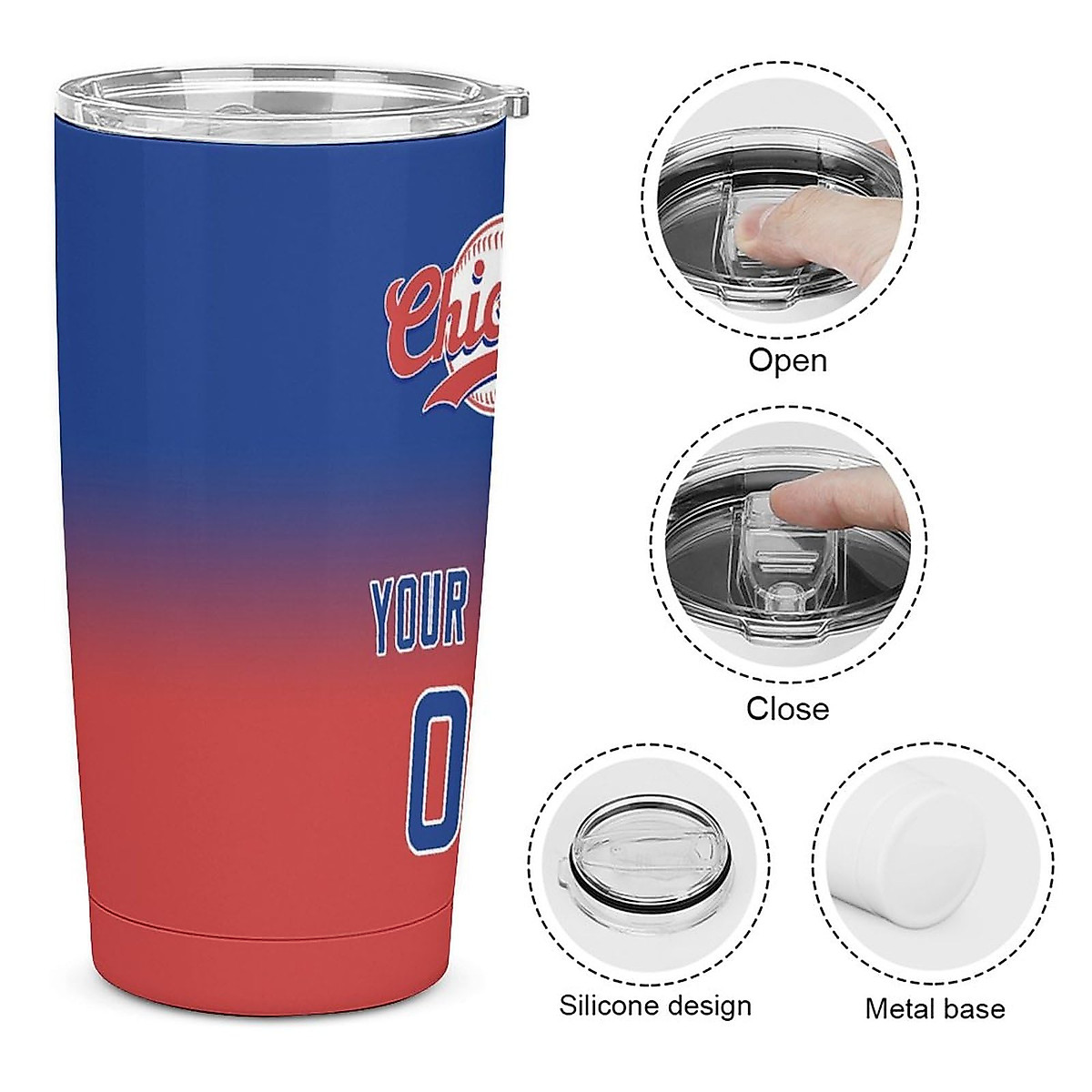 Custom Car Tumbler,Tumblers Stainless Steel 20.8oz,Personalized Baseball Cup,Sports Travel Coffee Mug,Customized Presents Gifts for Mother's Day Friends Fan Players Coach Lovers,Custom Number and Name