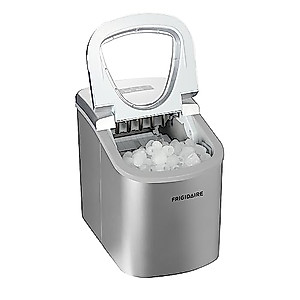 Frigidaire EFIC108-SILVER Counter top Portable, 26 lb per Day Ice Maker Machine, Silver