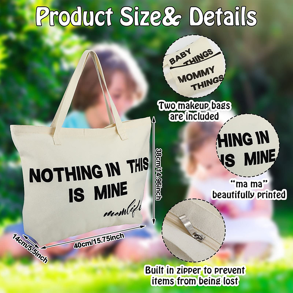 Sadnyy 3 Pcs Mommy Bag Christmas Gift for Mom Mommy Bags for Hospital Labor and Delivery New Mom Gifts for Hospital Beach(White)