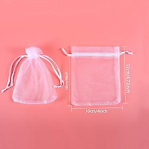 Mudder 50 Pack Organza Gift Bags Wedding Party Favor Bags Jewelry Pouches Wrap, 4 x 4.72 Inches (White)