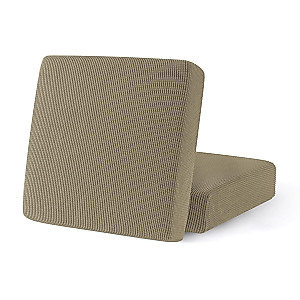 SUBRTEX Stretch Cushion Covers Couch Cushion Slipcovers RV Seat Covers Chair Loveseat Sofa Cushion Protector Spandex Elastic Furniture Protector for Seat (2 Packs, Sand)