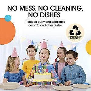 Exquisite Ivory Plastic Plates For Party 7" Ivory Disposable Plates For Party Supplies 50 Pcs Disposable Dinner Plate Heavy Duty 350 GSM Plate Sets, Plastic Dinnerware Sets