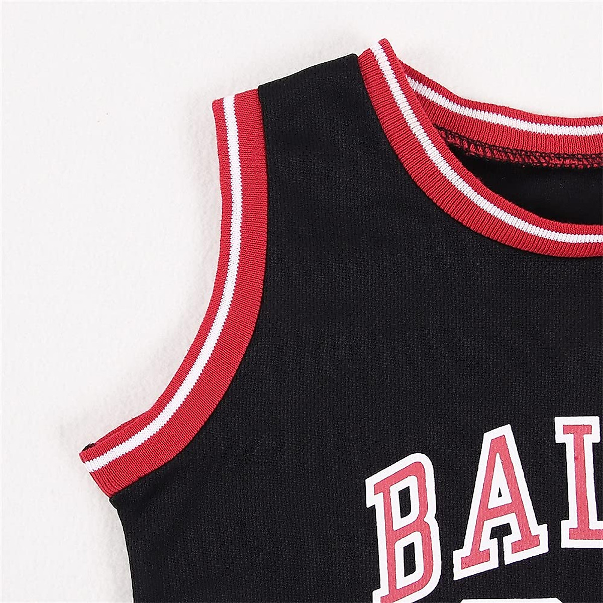GLIGLITTR Toddler Kid Basketball Jersey Outfit Baby Boy Girl Letters Tank Top + Track Shorts Sets Boy Summer Clothes (Black, 4-5T)