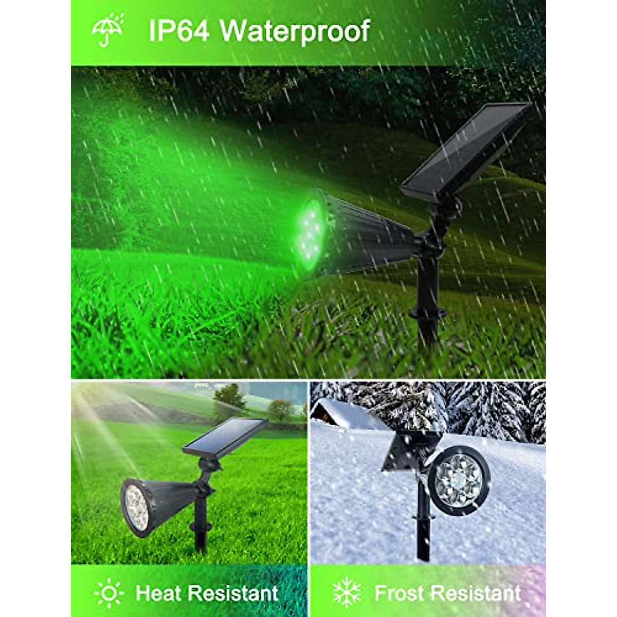 BOHON Solar Outdoor Lights Waterproof Solar Spot Lights Outdoor Spotlight 2-in-1 Wall Lights Auto On/Off Security Night Lights for Landscape Lighting Yard Patio Garden Deck Pathway 2 Pack (multicolor)