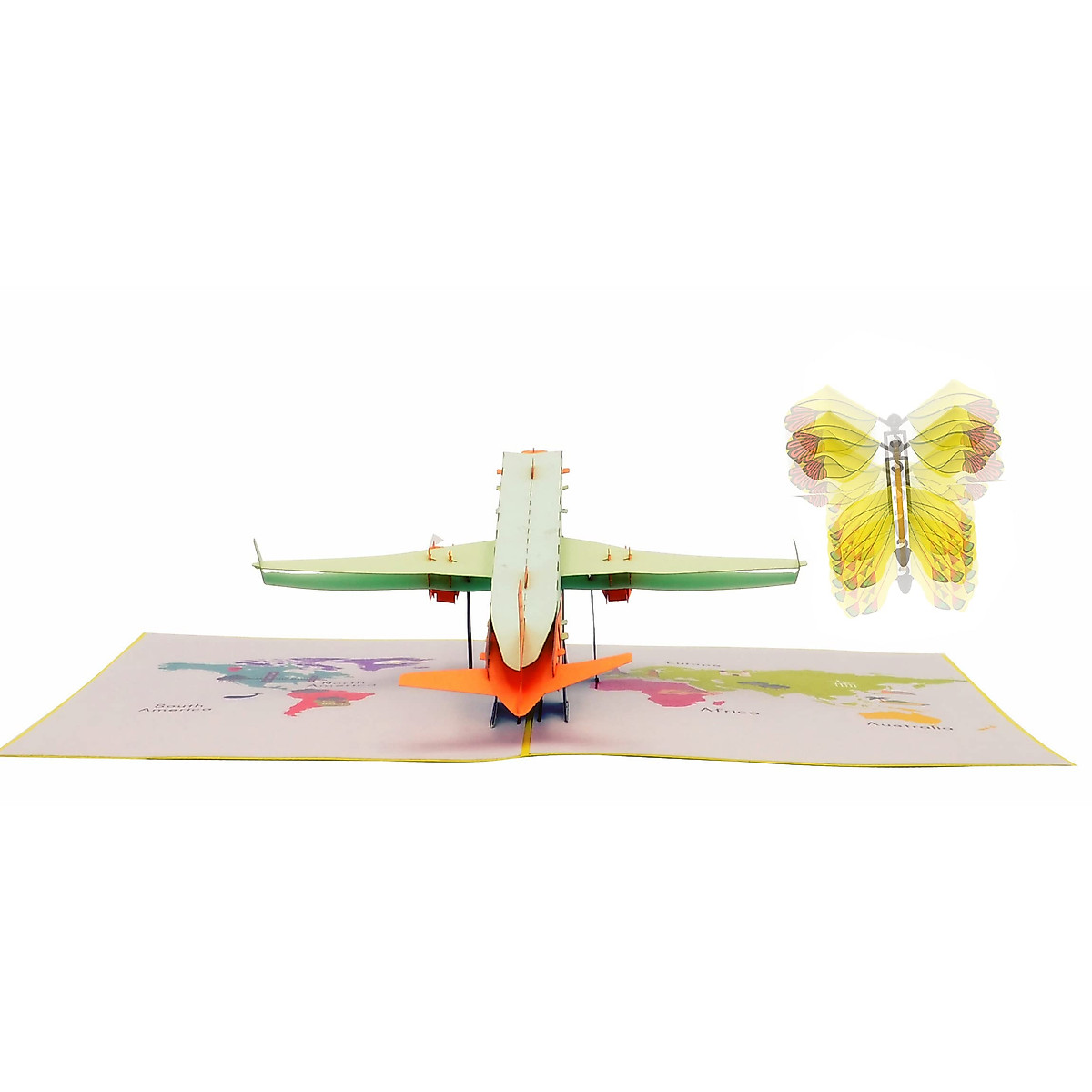 Airplane Pop Up Card come with Flying Butterfly,Ideal 3D Greeting Card for All Occasions,Happy Birthday, Graduation, Congratulations, Retirement,Pilots, Plane Travelers. 6"x8" when colsed. (Airbus)