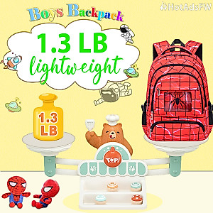 HotAdsFW Spider Backpack for Boys 4 5 6 7 8 9 Elementary Kids School Backpack Bookbag for Girls 8-10 School Bag for Kindergarten Primary Middle School