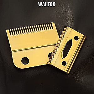 Professional 2 holes replacement blades set NEW Upgrade for Wahl Hair Clippers including 1 440C fixed blade 1 440C moving blade 1 Ceramic blade (Gold)