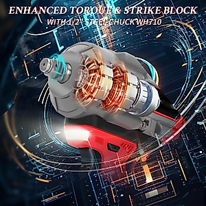 YOSOFT 1000N.m(740ft-lbs) Cordless Impact Wrench,1/2" High Torque Impact Gun,21V Brushless Electric Impact Wrench with 2 * 4.0Ah Battery,5 Sockets Fast Charger,Power Impact Wrench for Car Home