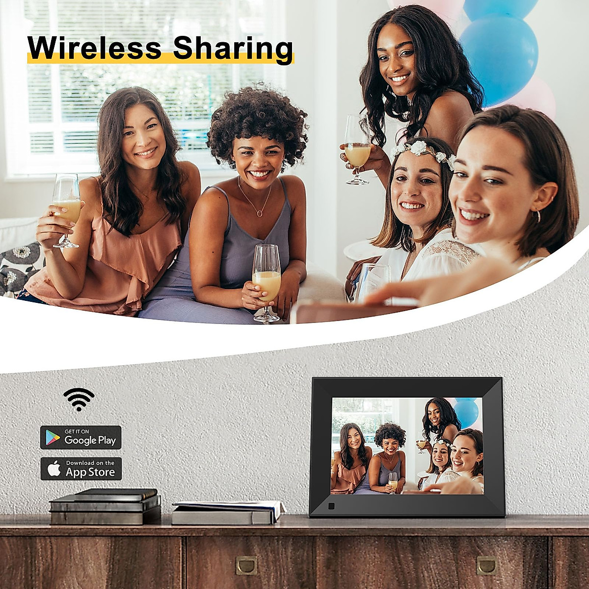 Arktronic Digital Picture Frame WiFi 8 Inch Smart Digital Photo Frame with 1280x800 HD IPS Touch Screen, Auto-Rotate and Slideshow, Easy Setup to Share Moments Via APP from Anywhere Anytime