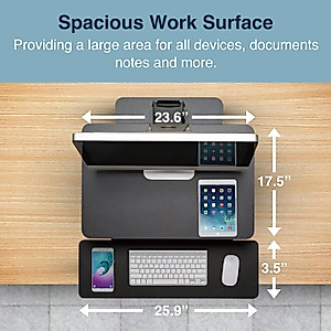 Desky Zero Adjustable Standing Desk Converter - 6.3-17.3'' Height Adjustable Desktop Standing Desk Riser - Stand Up Desk Top - Sit Stand Desk Converter - Converter for Standing Desk - Black Lift Desk