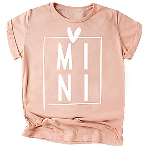 Olive Loves Apple Mommy & Me Matching Square Block Shirts & Bodysuits for Kids & Adults Peach Shirt Youth Small