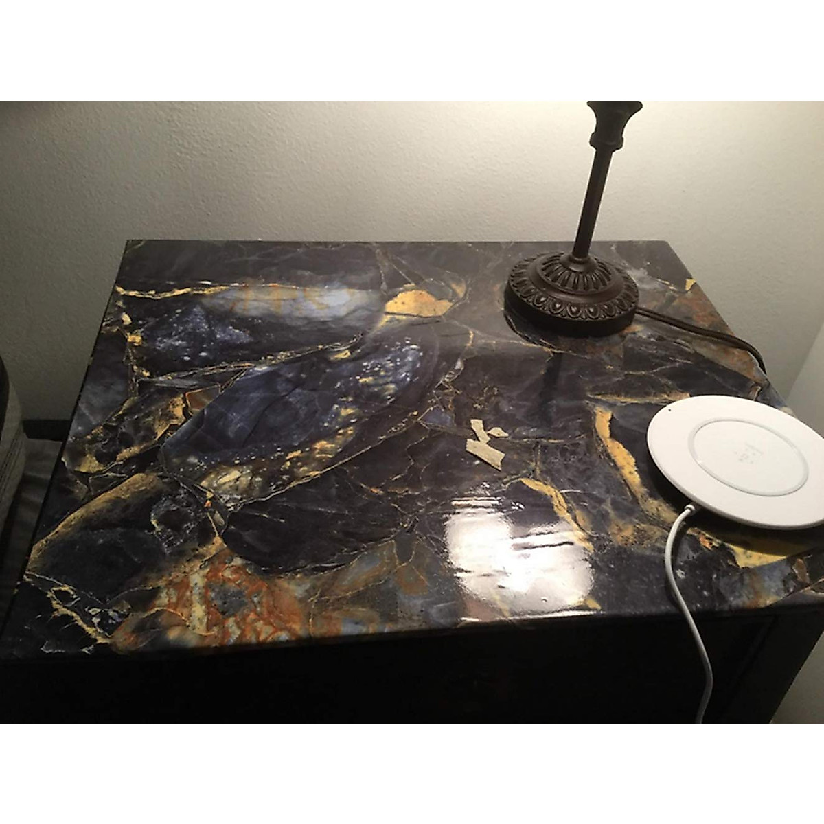 UPREDO Blue Stone Marble Granite Look Effect Countertops Gloss Vinyl Film 12inch by 79inch (Blue Stone)
