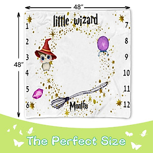 QICAIYUN Little Wizard Baby Milestone Blanket Magic Baby Month Blanket for Baby's First Year Calendar Growth Chart 48''x48'' YUN101