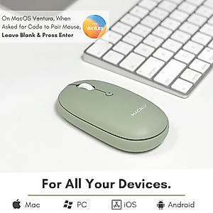 Macally Wireless Bluetooth Mouse - Strong Connection - Quiet, Comfortable, Rechargeable Mouse for MacBook Air/Pro, Mac, iMac, Apple iPad - Wireless Mouse for Laptop, Windows PC Desktop