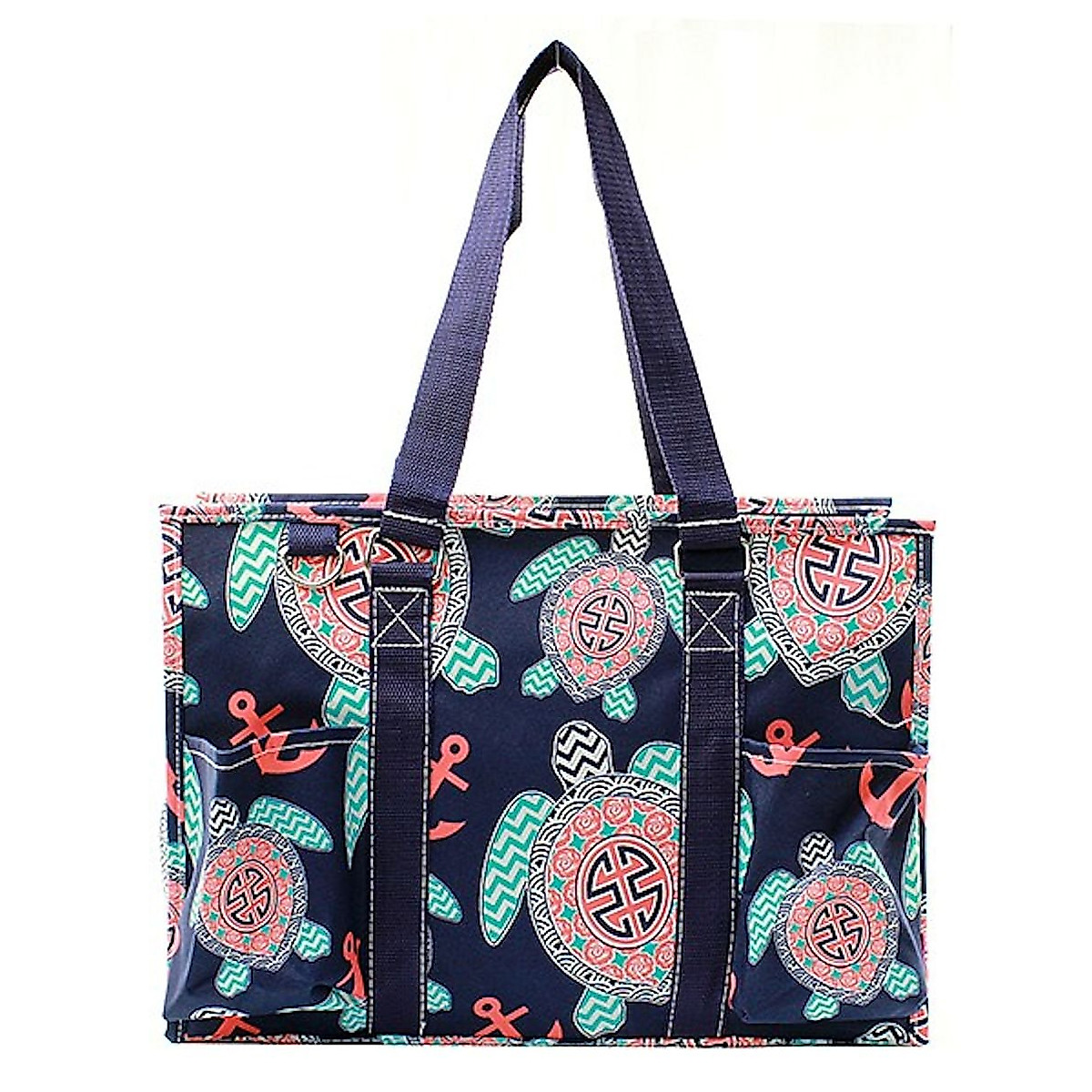 N Gil All Purpose Organizer Medium Utility Tote Bag (Sea Turtle Navy Blue)