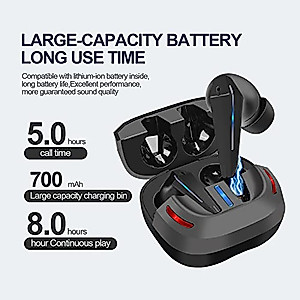 CAIMOSHY Wireless Bluetooth Earbuds 50Hrs Playtime with Clear Call Low Latency Sweatproof Waterproof Earbuds for Gaming and Sports (Black)