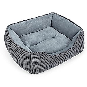 MIXJOY Dog Bed for Large Medium Small Dogs, Rectangle Washable Sleeping Puppy Bed, Orthopedic Pet Sofa Bed, Soft Calming Cat Beds for Indoor Cats, Anti-Slip Bottom with Multiple Size (25'', Grey)