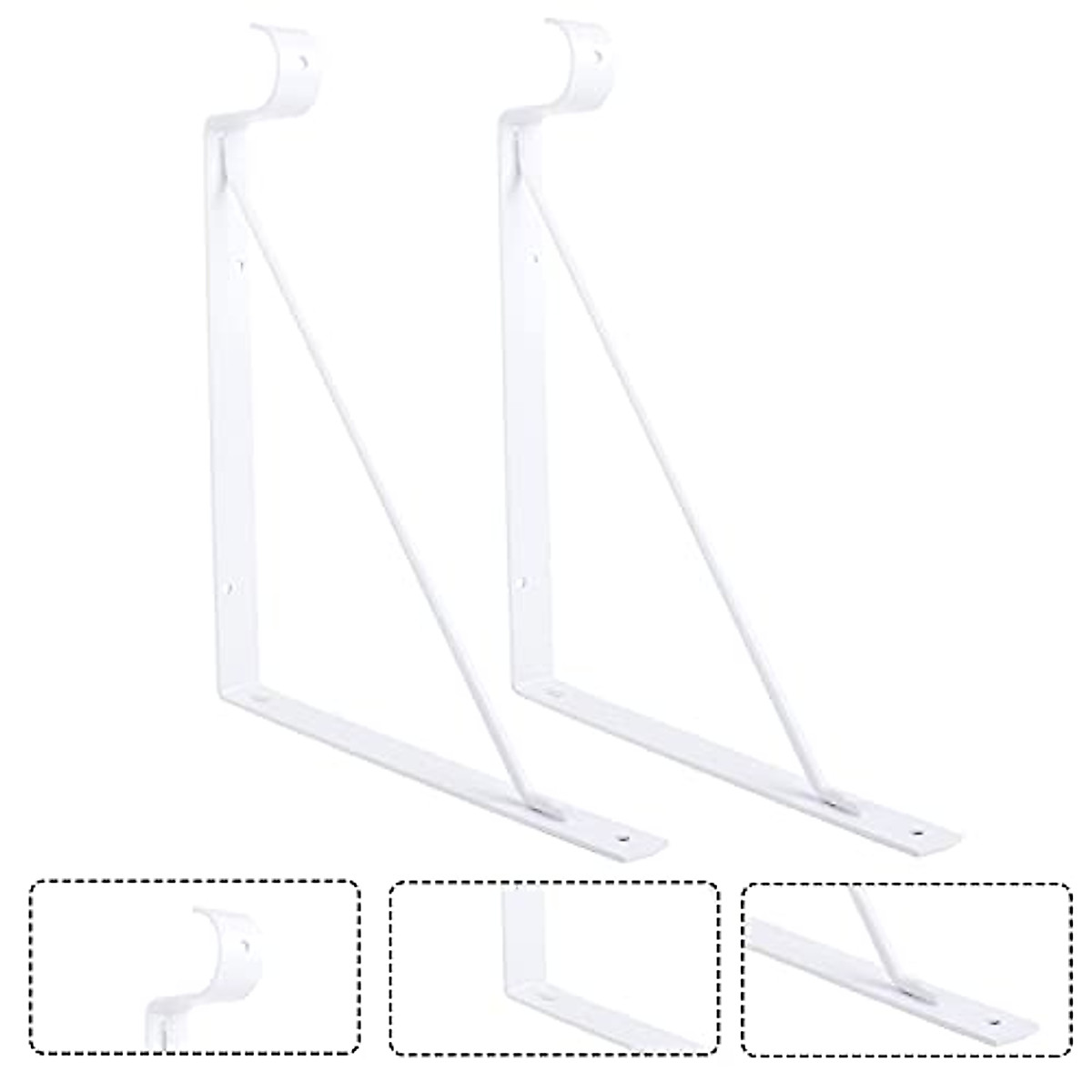 Eau 4 Packs of White Heavy Duty Closet Shelf and Rod Bracket, Closet Shelf Bracket with Rod Support Great for Both Shelf Storage and Closet Rod