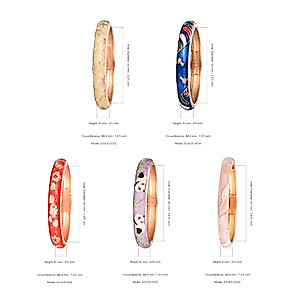 UJOY Random Pack Colors Enamel Jewelry Set Golden Flower Engraved 10 PCS Cloisonne Bracelets in a Box