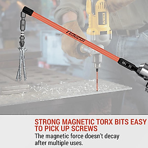 LOZAGU 12Pcs Long Torx Bit Set 6-Inch (152mm), T7 to T40, Magnetic Security Tamper Proof Star Bit Set,1/4 Inch Hex Shank | S2 Steel