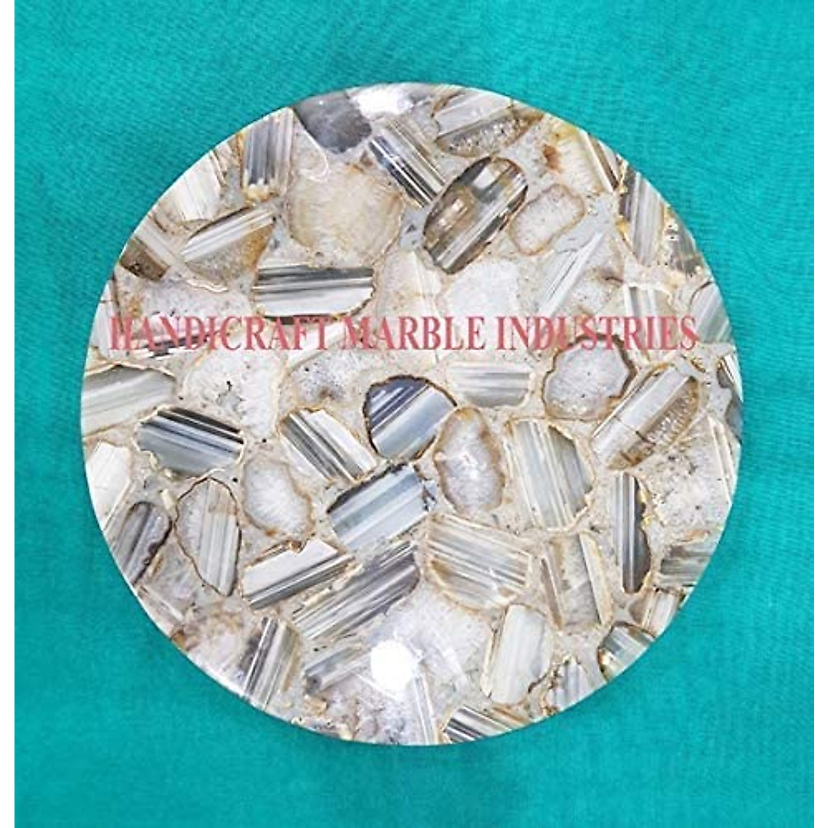 Agate Coffee Table with Metal Base, 24" Inch Round (Customize Sizes) Natural Grey White Brown Agate Table, Stone Coffee Table, Agate Table Top, Agate Round Coffee Table