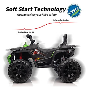 Hikiddo Kids ATV 4 Wheeler, 24V Ride On Toys Car for Big Kids with 400W Motor, 2 Seater - Green