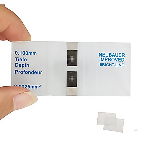 MUHWA Hemocytometer Neubauer Improved Blood Counting Chamber Cell Counting Chamber with Bright Line with 2 pcs Coverslips