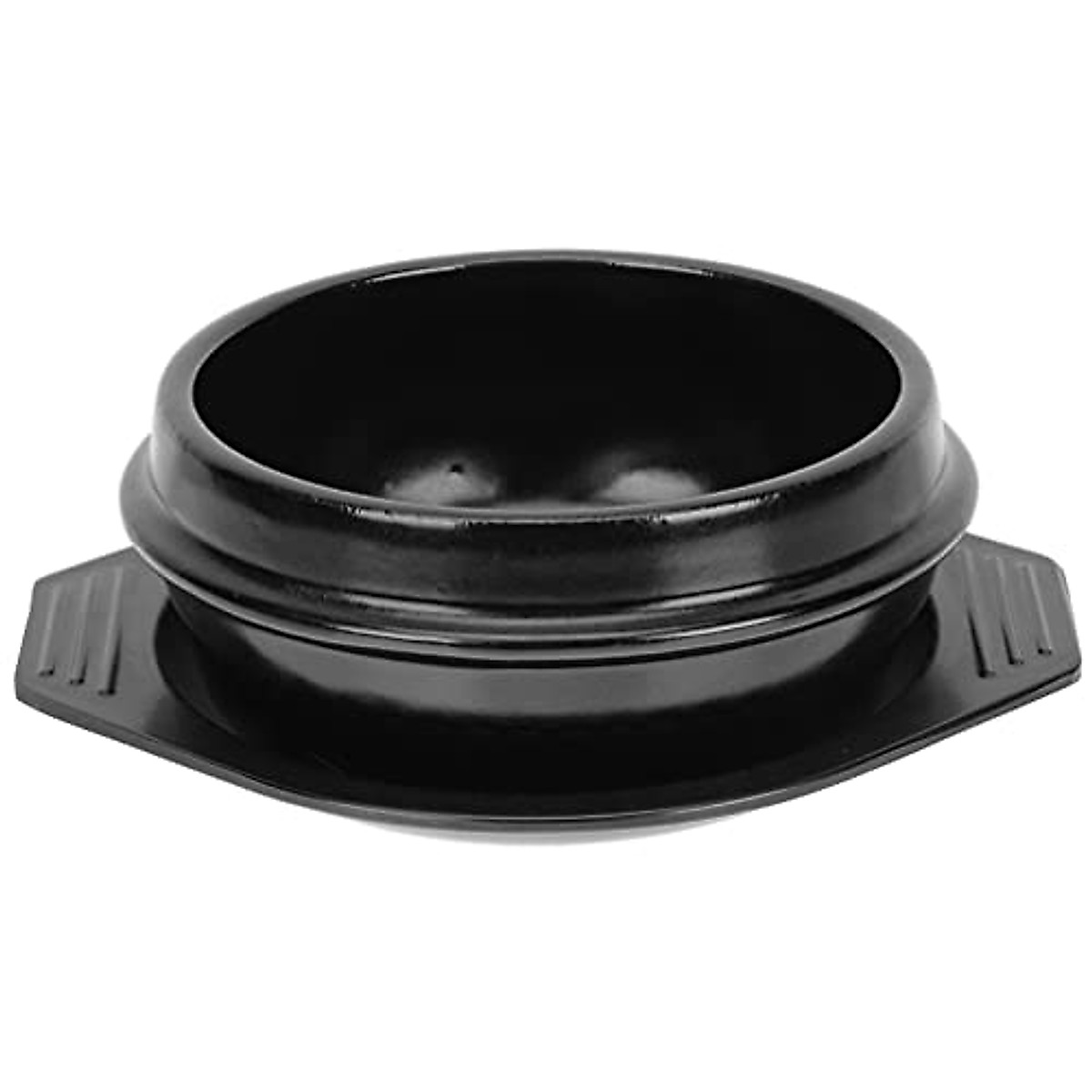 Ceramic Korean Pot Bibimbap Soup Bowl Set Bibimbap Casserole Pot Dolsot Korean Bowl with Lid and Trivet for Home Kitchen Dinnerware Serveware Black