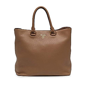 Prada Women's Brown Vitello Phenix Shopping Tote Top Handle Bag Shoulder Bag 1BG865