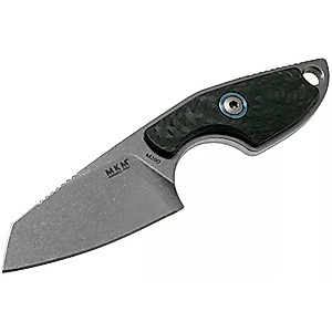 MKM Maniago Knife Makers MIKRO 2 Sheepsfoot Fixed Blade Neck Knife and EDC Tool - M390 Super Steel, Full Tang, Designed by Jesper Voxnaes, Made in Italy (Carbon Fiber)